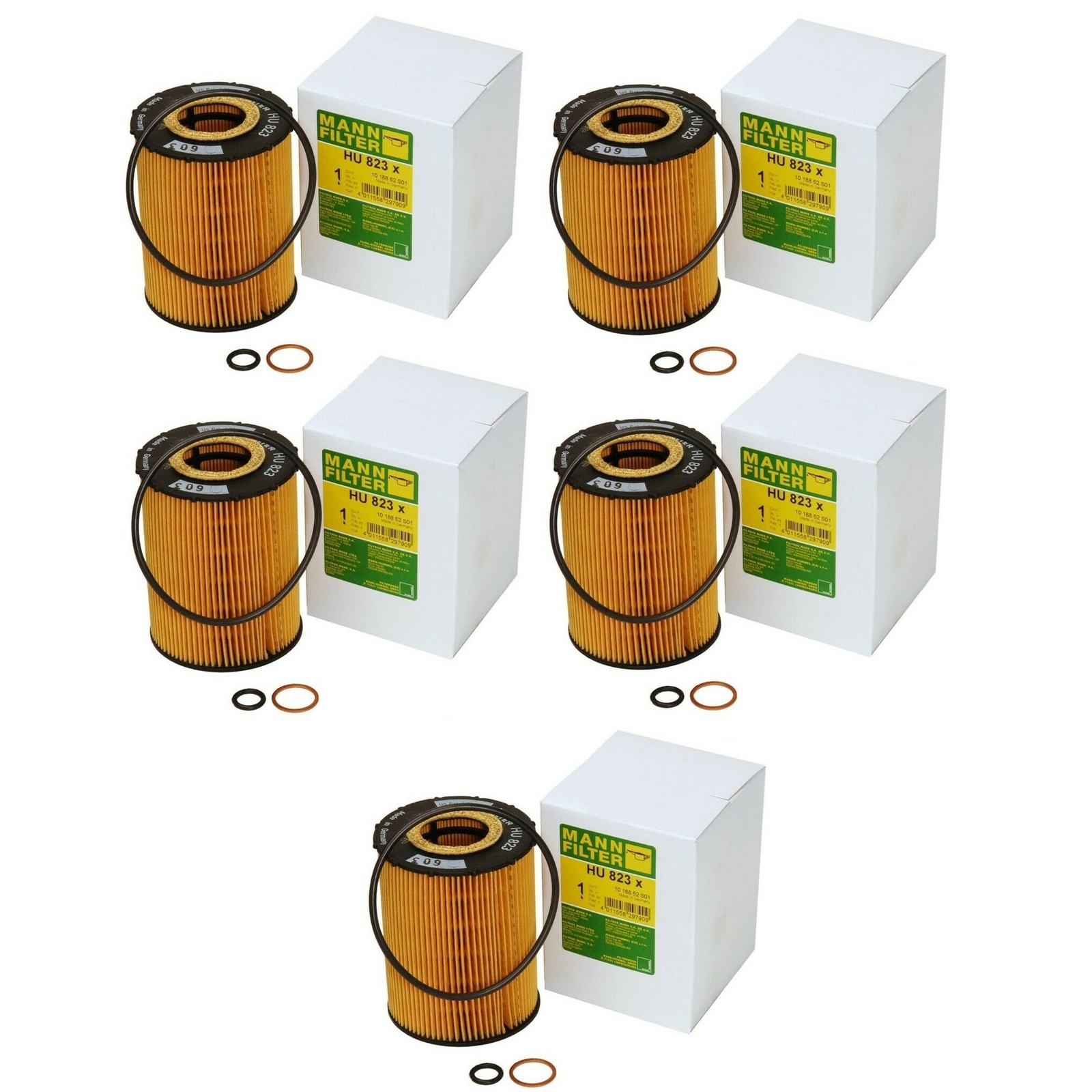 Mann Set of 5 Engine Oil Filters For BMW Rolls-Royce 4.8 V8 6.0L 6.7L ...