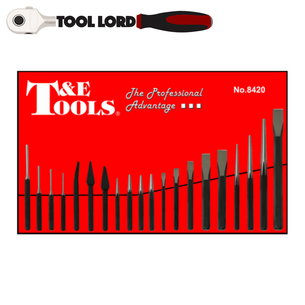 T&E Tools 20 Piece Punch and Chisel Set Cape Centre Drift Pin & Tapered ...