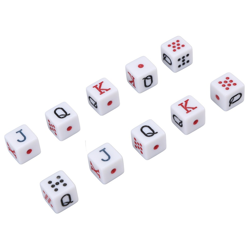 10x Dice Set 16MM Plastic 6 Sided JQK Number Dice Cubes For Table Games ...