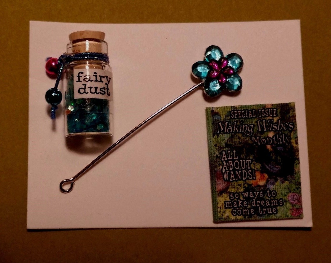Fairy Pixie Dust + Fairy Wand + Magazine for Dollhouse Miniature Fairy ...