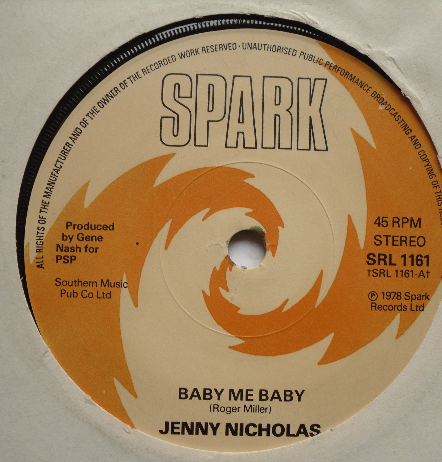 JENNY NICHOLAS - Baby Me Baby - Excellent Condition 7" Single Spark SRL ...