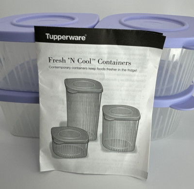 Tupperware Fresh N Cool Container #5056A Blueberry Mist 2 Cup 470ml Set ...