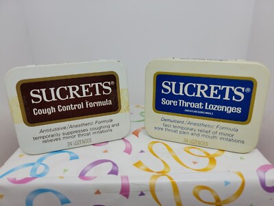 Vintage Sucrets Cough Control Formula Sore Throat Lozenges Tins Lot of ...