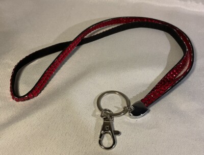 Sparkling Dark Pink Lanyard Badge Keyring Clip-On | eBay