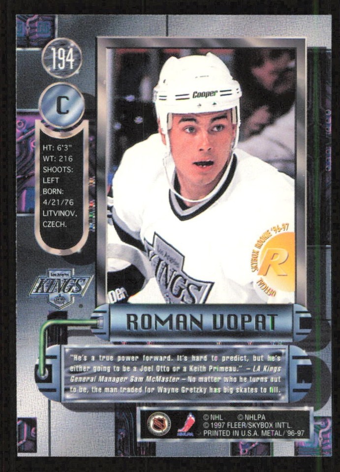 1996 Skybox Metal Universe ROMAN VOPAT Ice Hockey card #194 LOS ANGELES ...