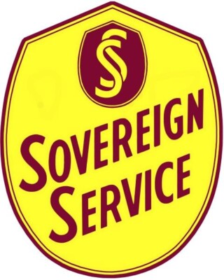 Sovereign Service Gasoline Station NEW Sign 40" Tall Diecut USA STEEL ...