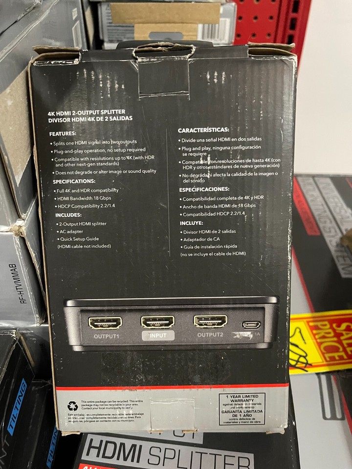 Rocketfish RF-G1603 2-Output HDMI Splitter with 4K and HDR Pass-Through ...