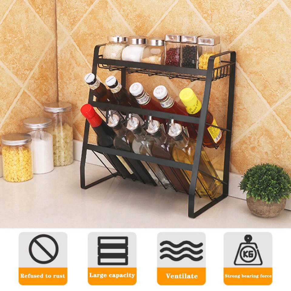 3 Tier Spice Herb Jars Stand Sauce Bottle Rack Holder Kitchen Storage ...