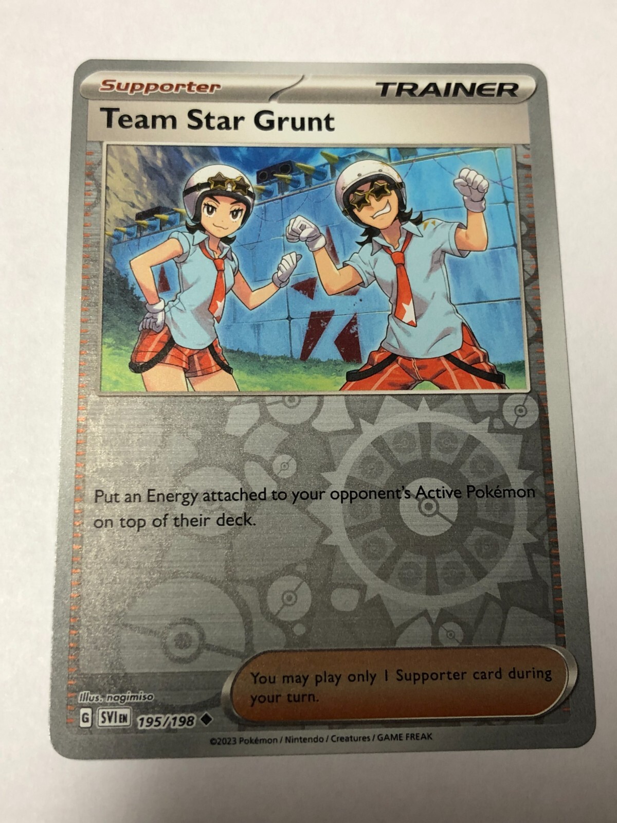 Pokemon Card Scarlet & Violet Reverse Holographic Team Star Grunt 195/ ...