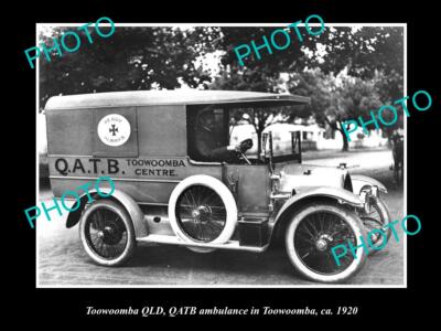 OLD LARGE HISTORIC PHOTO OF TOOWOOMBA QATB QUEENSLAND AMBULANCE CAR ...
