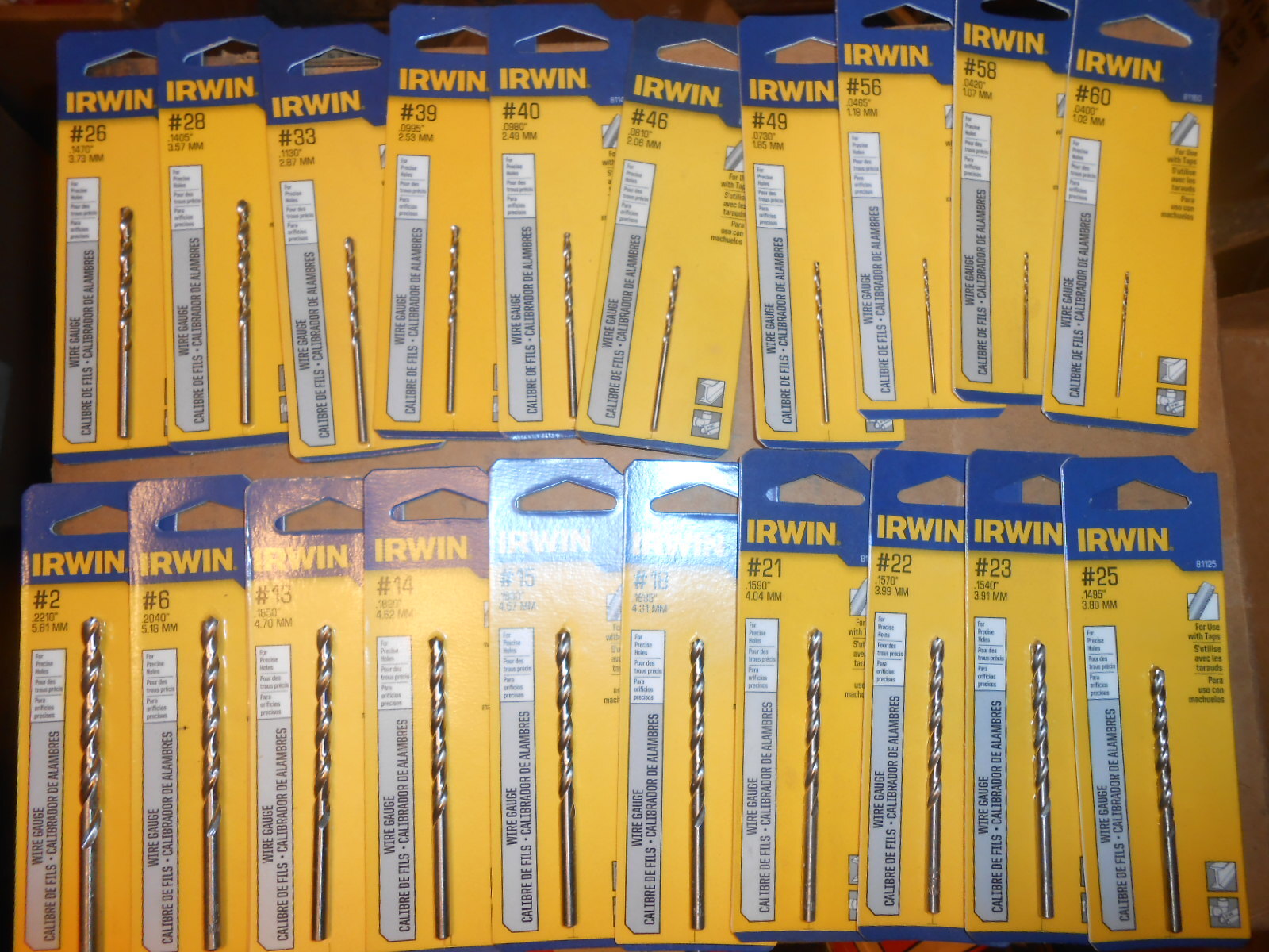 Irwin Hanson Wire Gauge Drill Bits. #2, 6, 13, 14, 15, 18,21, 22, 23 ...