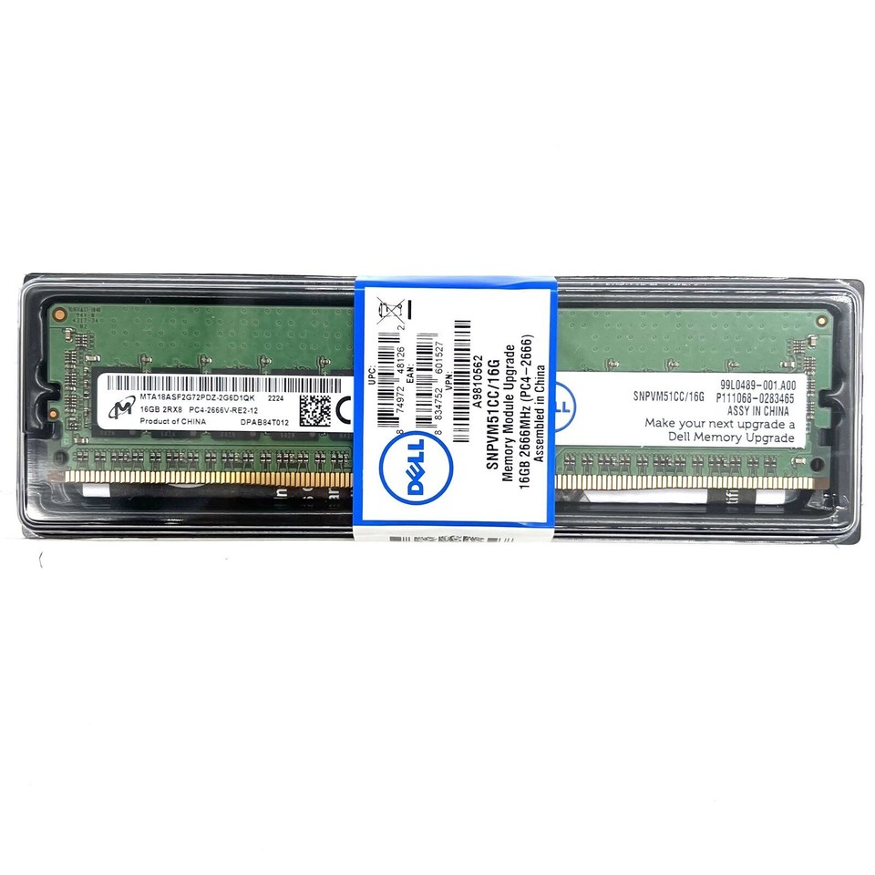 NEW Dell 16GB SNPVM51CC/16G A9810562 2Rx8 DDR4 PC4-2666V ECC RDIMM RAM ...
