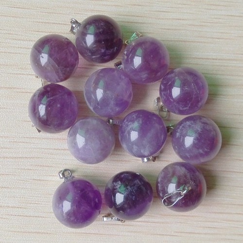 Natural Druzy Amethyst Stone Round Ball Charms Pendants 25pcs/lot ...