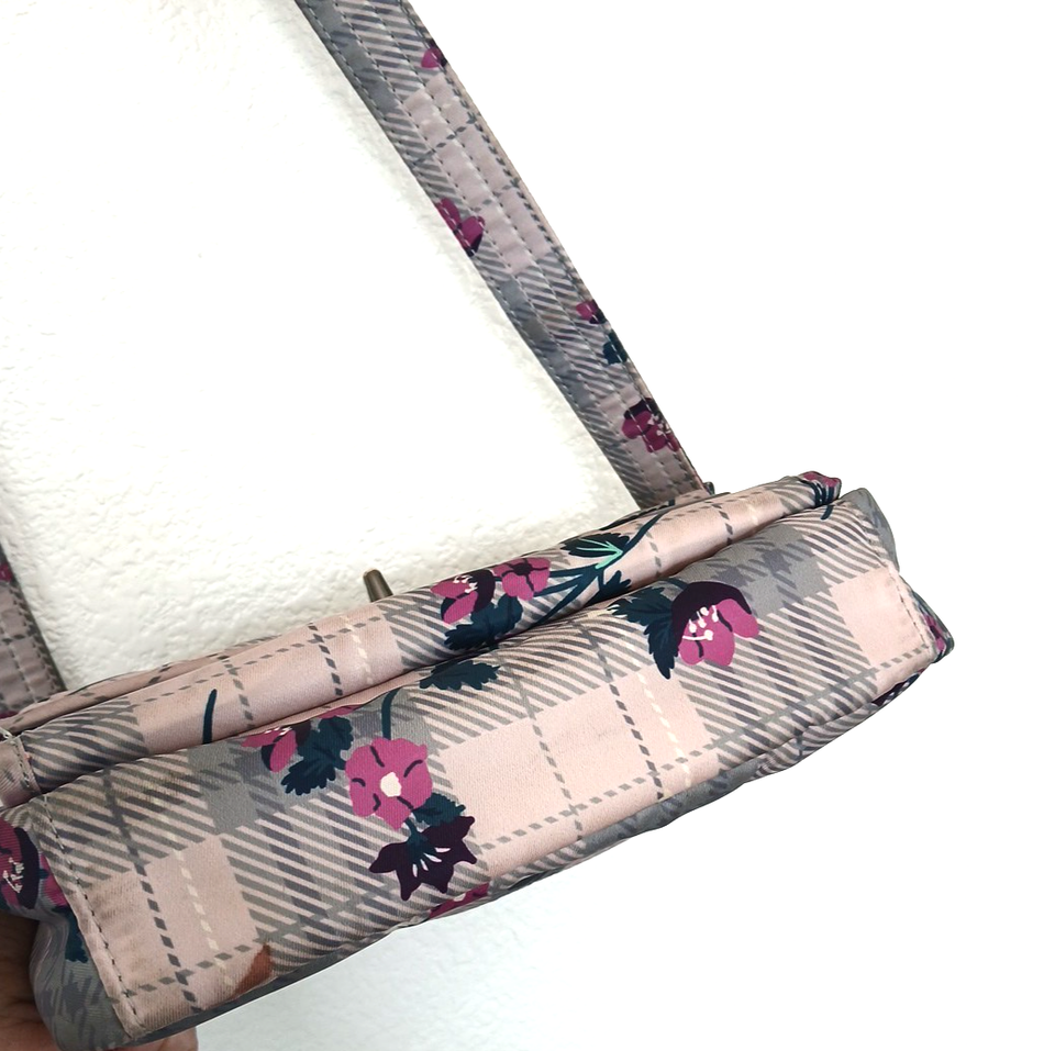 LUG Switch Convertible Crossbody/Waist Bag Plaid Floral Gray Pink Turn ...