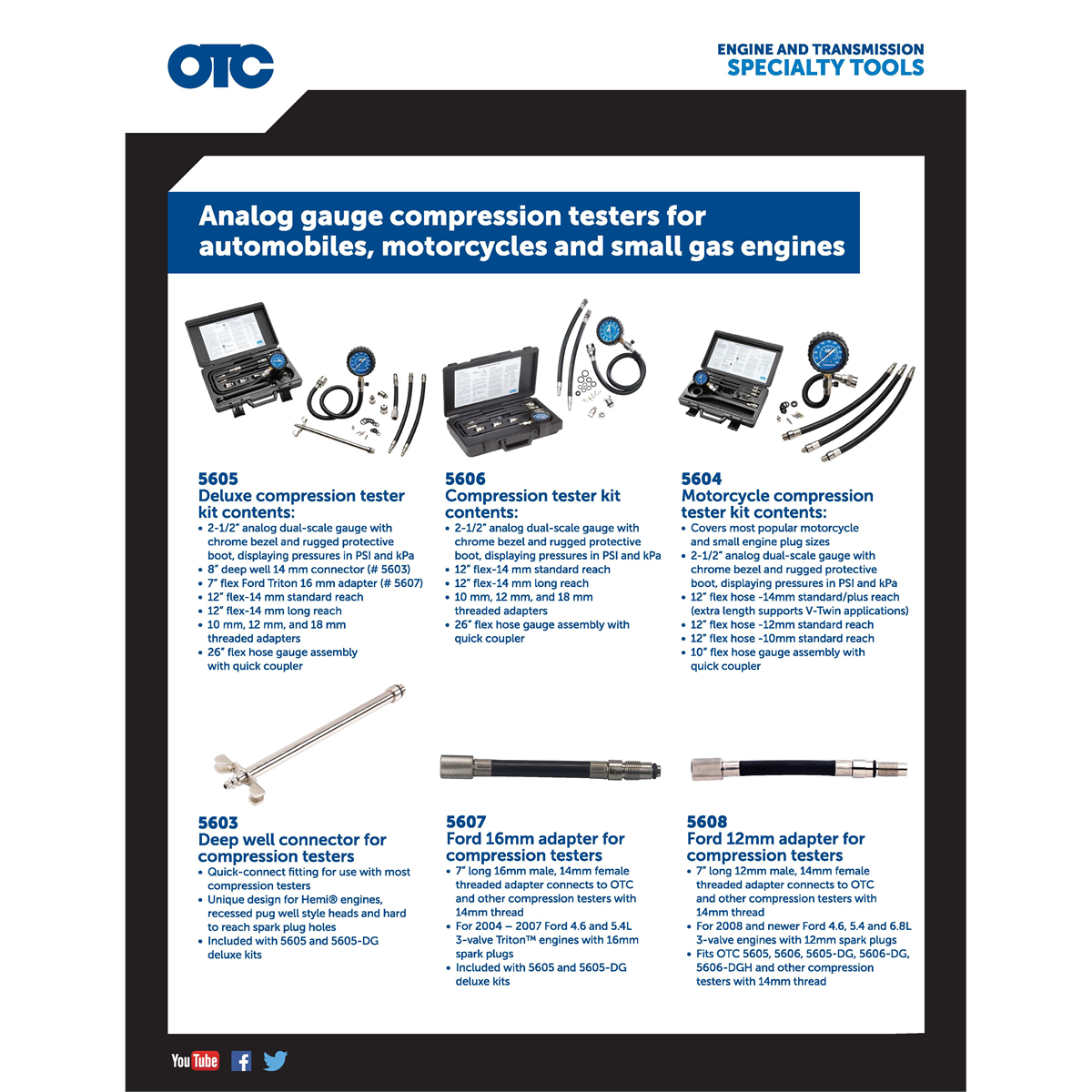 12mm Ford Compression Tester Adapter OTC Robinair Bosch 5608 for sale ...