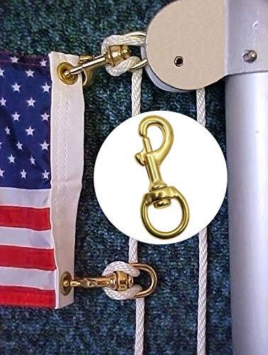 Flag Clips 4 Pack Heavy Duty Brass Swivel Snaps Hook for Rope Flag Pole ...
