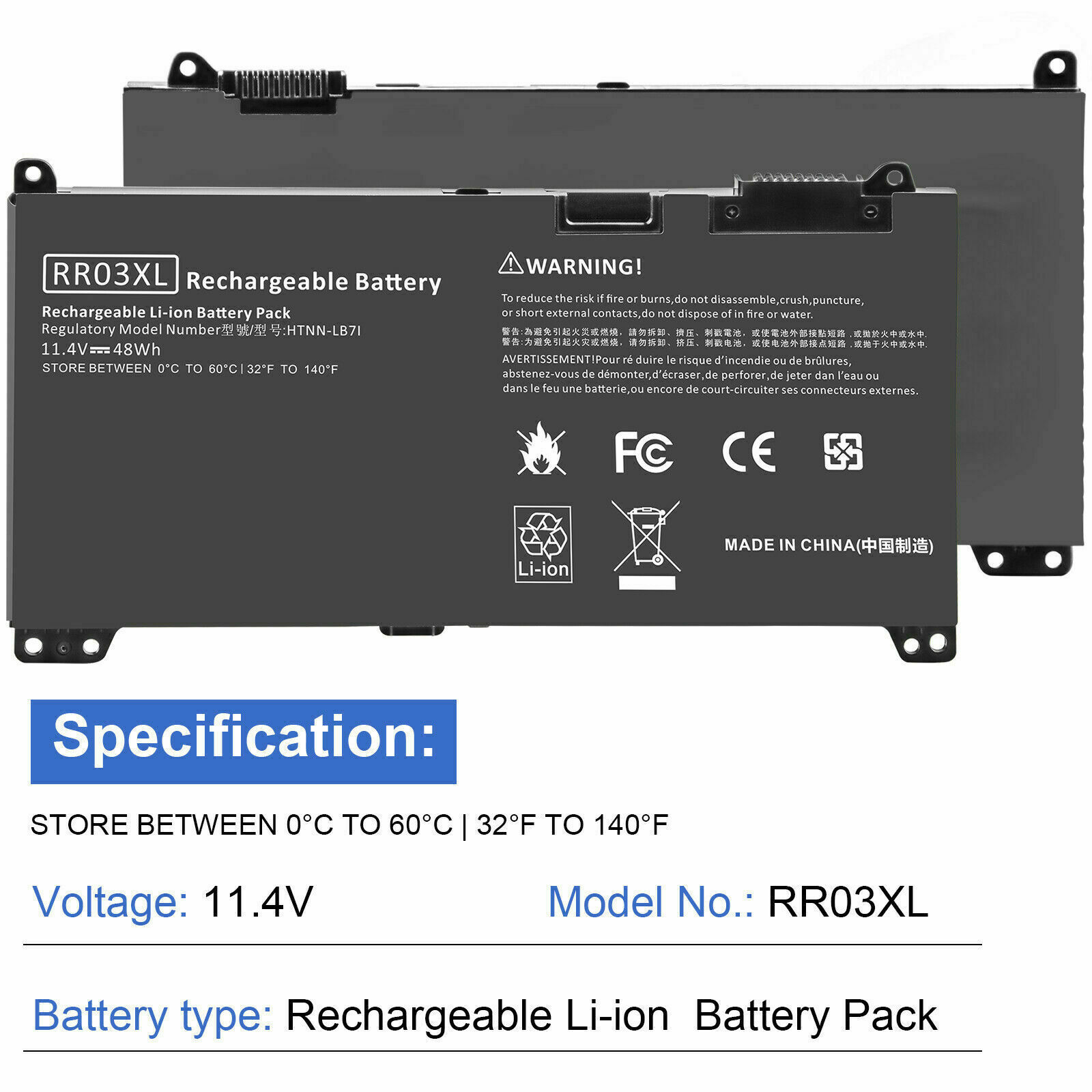 RR03XL Battery For HP ProBook 430 440 450 455 470 G4 G5 Series 851610 ...