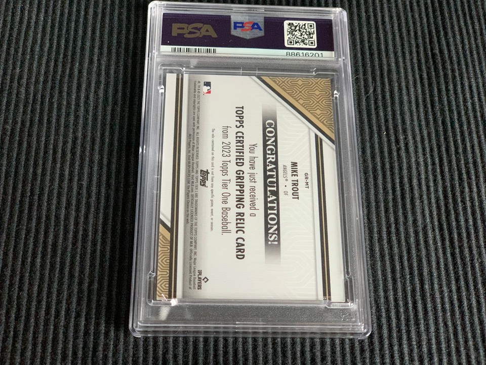 2023 TOPPS TIER ONE MIKE TROUT *GRIPPING RELIC #8/10 PSA 10 GEM MINT ...