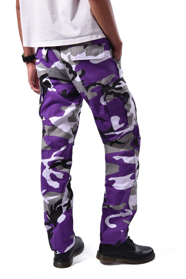 BACKBONE Mens Army Style BDU Pants Multi-Pocket Camouflage Casual Cargo ...