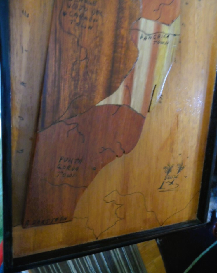 Handmade Cut Wood Map 7 named woods CARIBBEAN SEA Corozal Belize San ...