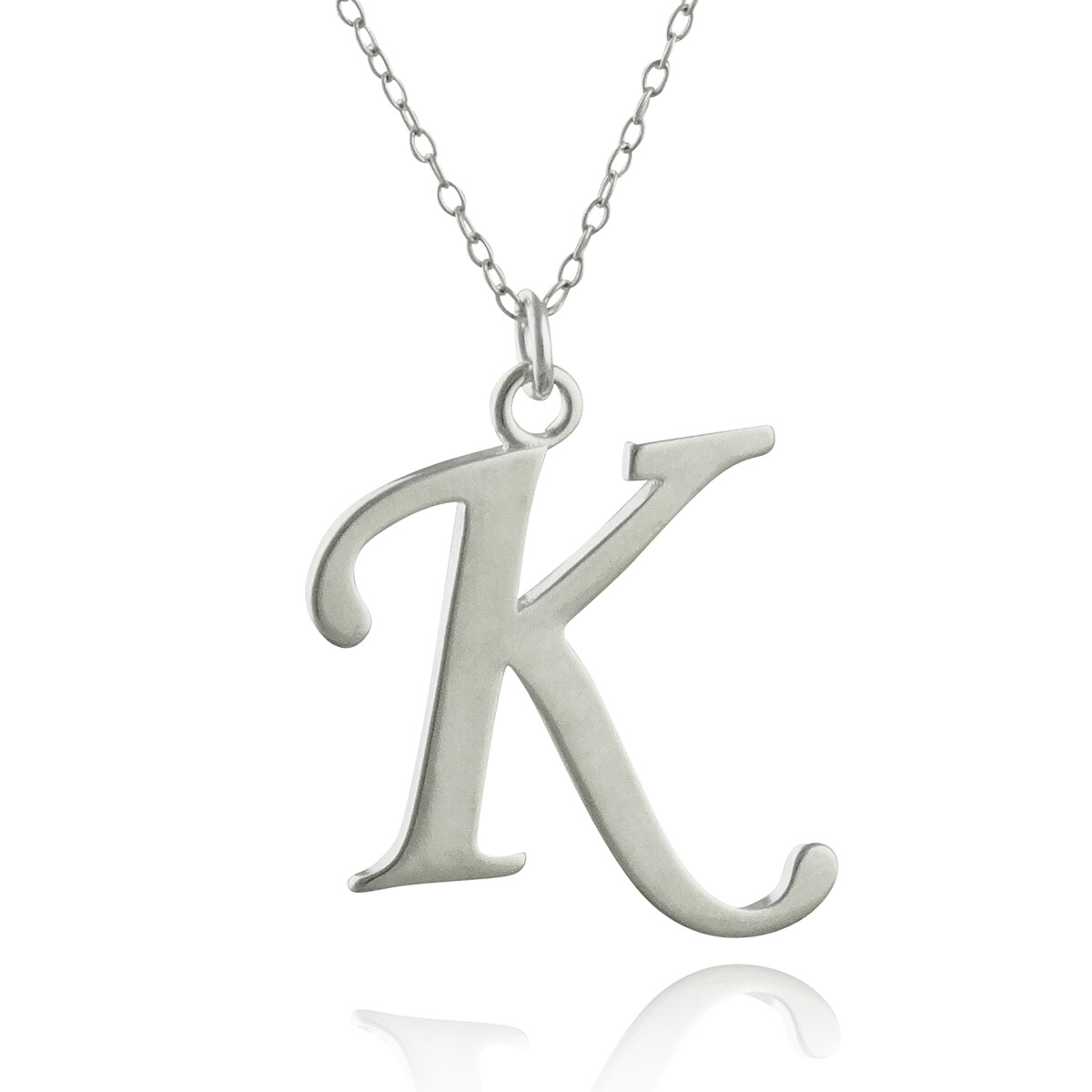 Script Letter K Charm Necklace 925 Sterling Silver Capital Initial A-Z ...