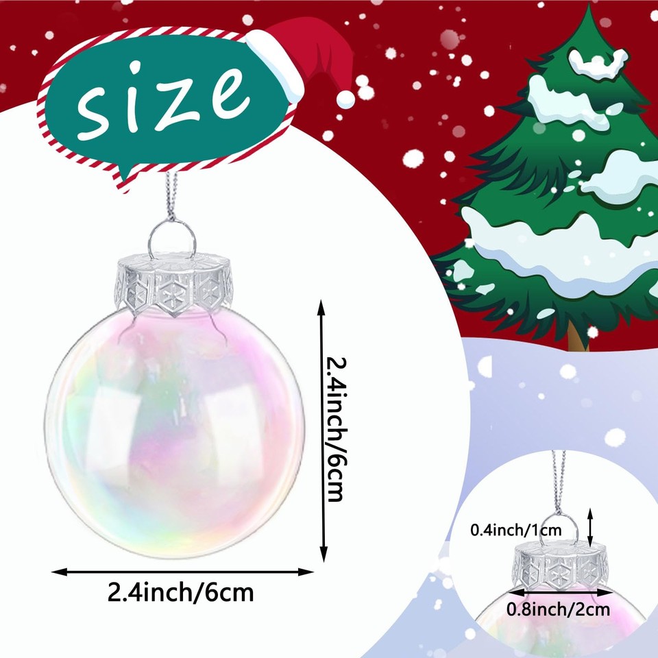 40 Pcs Clear Plastic Fillable Ornaments,2.36 Inch Christmas Rainbow | eBay