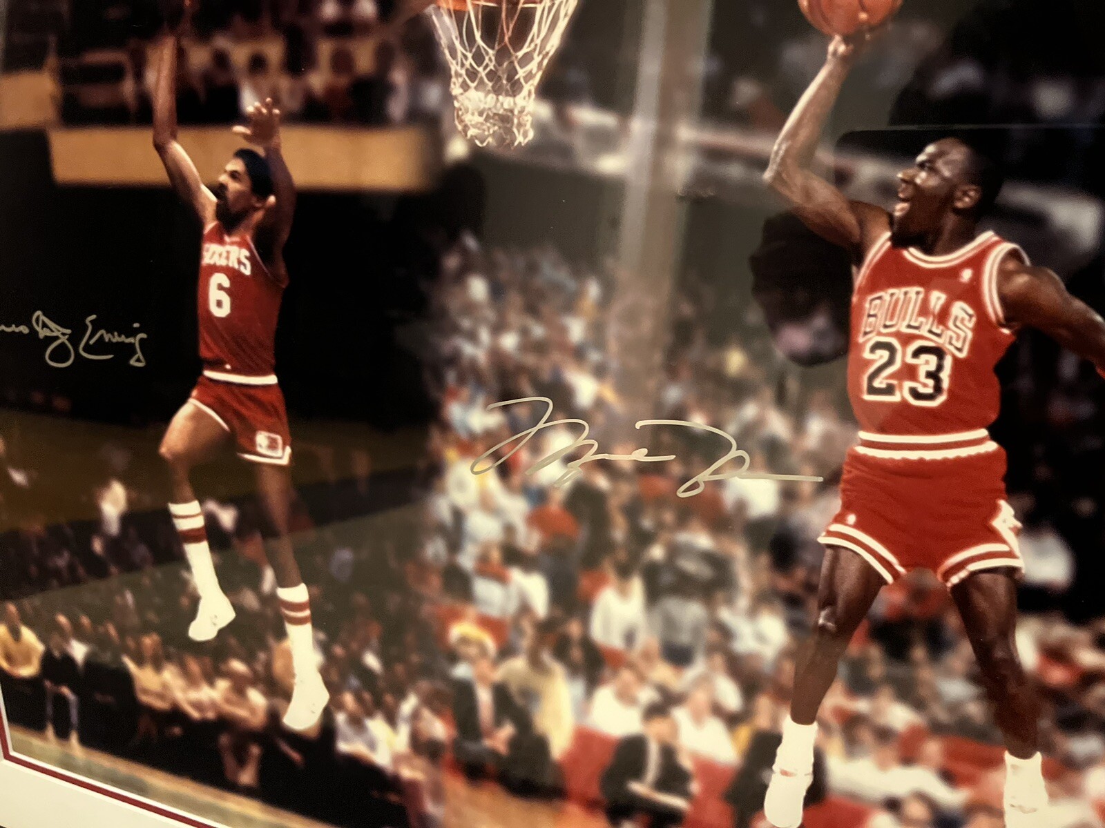 Michael Jordan / Julius Erving Dr J UDA Auto 16x20 limited edition 37/ ...