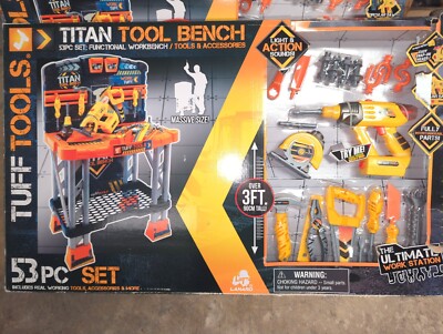 Tuff Tools Titan Tool Bench 53 Piece Set Includes Real Working Tools ...