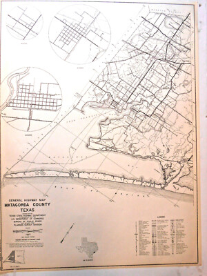 Map Old Original Matagorda County Texas Highway Dept Map Blessing ...