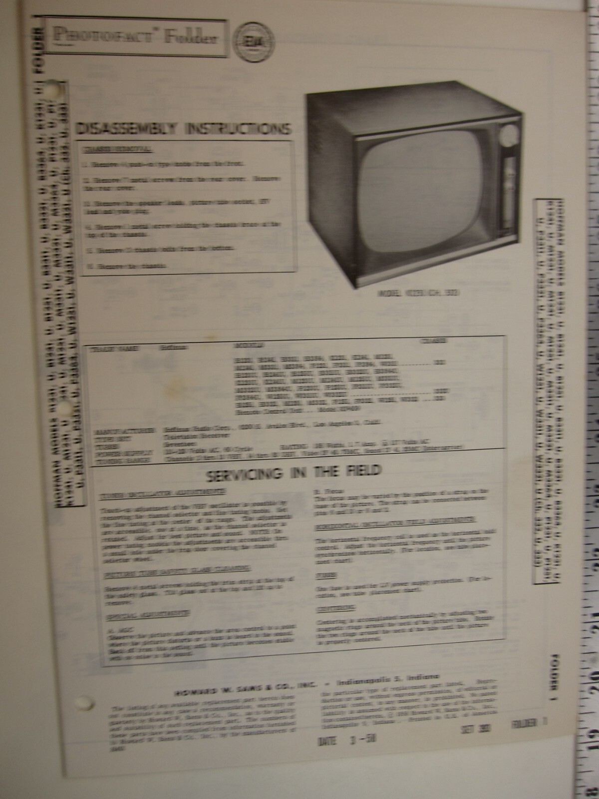 SF 50's Sams Photofact HOFFMAN Model B1231, B1241, B1251, B3311, B3321 ...