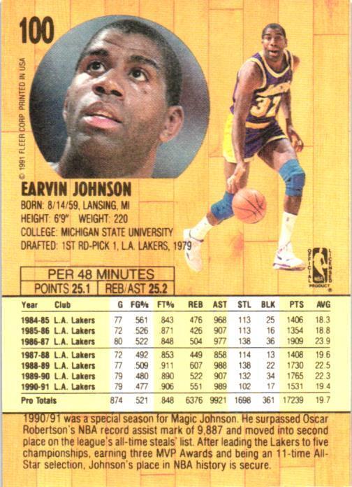 1991-92 Fleer #100 Earvin Johnson | eBay