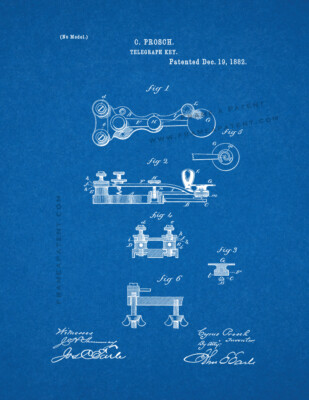 Telegraph Key Patent Print Blueprint | eBay