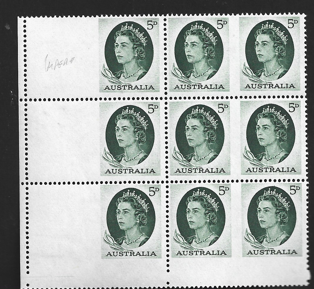 Australia 1963 sg 354b lmm, from a sheet, see note in catalogue, cat. £ ...