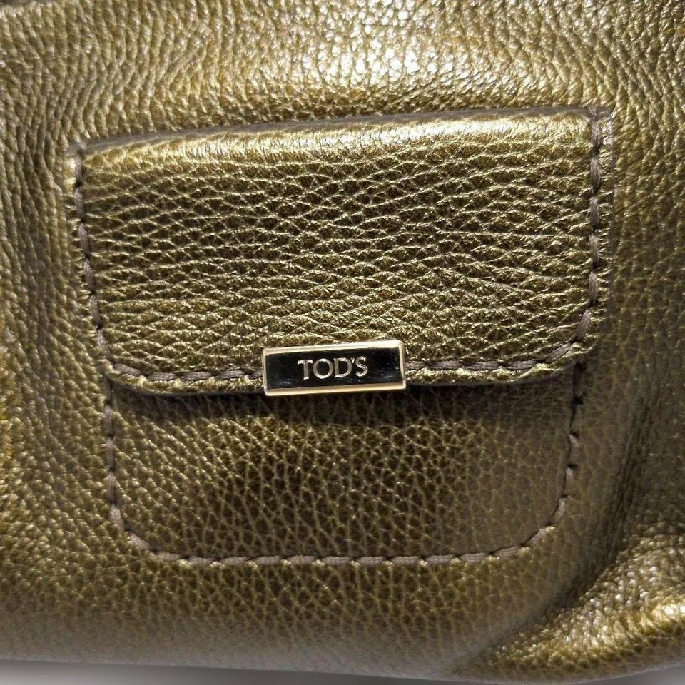 TOD'S Handbag Tote Bag Shoulder bag Gold Leather Logo 052509d | eBay