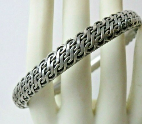 Signed SANDOR Silver Tone Basket Weave Hinged Bangle Bracelet 1950s ...