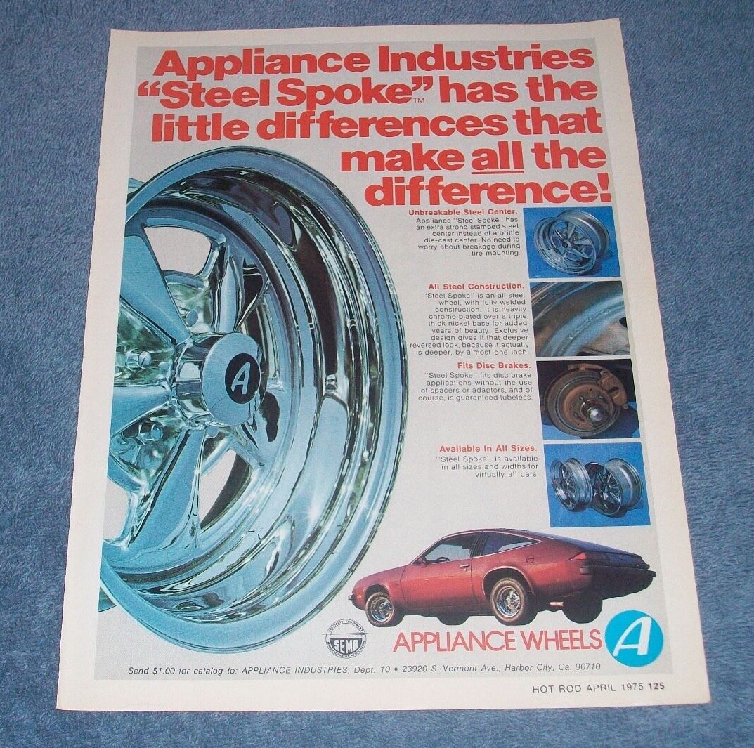 1975 Appliance Wheels Street Spoke Vintage Ad "...Has the Little ...