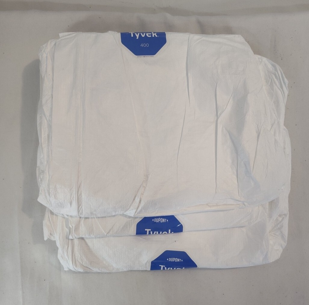3- Dupont Tyvek Disposable Protective Coverall Clean Paint Spray Suit ...