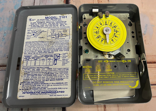INTERMATIC T101 24-Hour Mechanical Time Switch, 120 VAC, 60Hz, SPST 40A ...