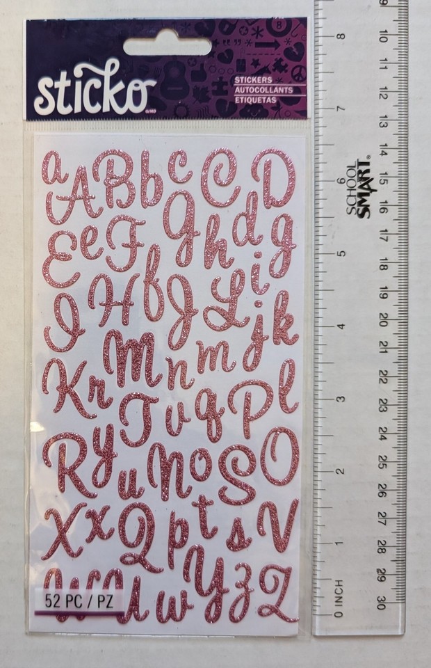 Small Pink Glitter Sweetheart Script Alphabet Letters Scrapbook ...