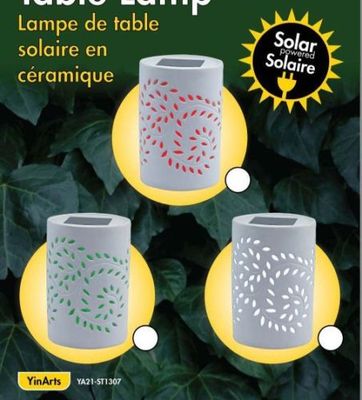 Lot of (2) Ceramic Solar Table Lamp with 7-Color Changing LED Candle ...