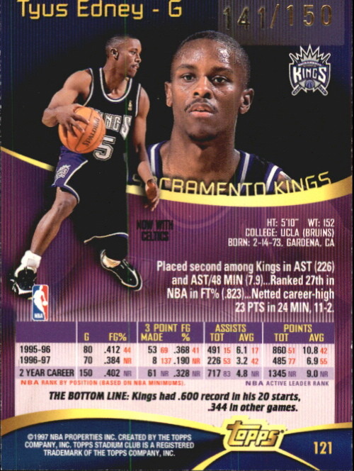 1997-98 Stadium Club One Of A Kind #121 Tyus Edney /150 | eBay