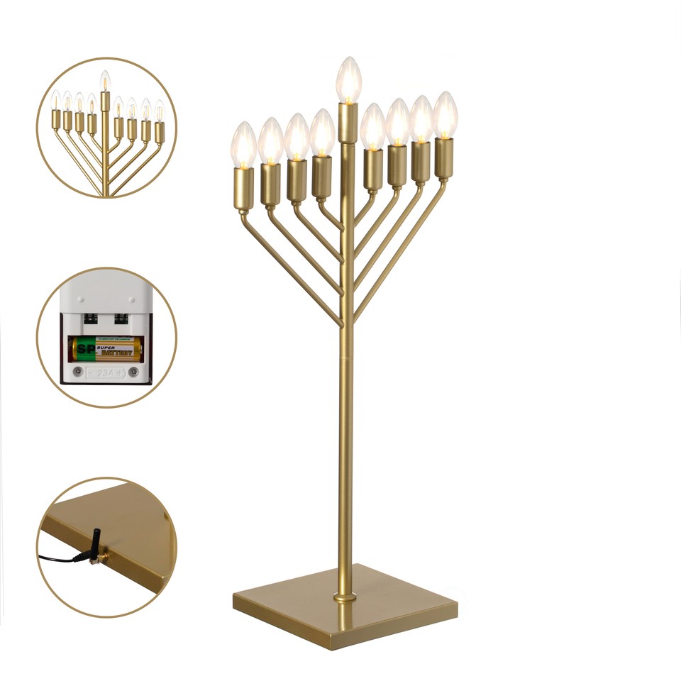 NEW Chabad Style Hanukkah Menorah with LED Light Bulbs and Remote ...