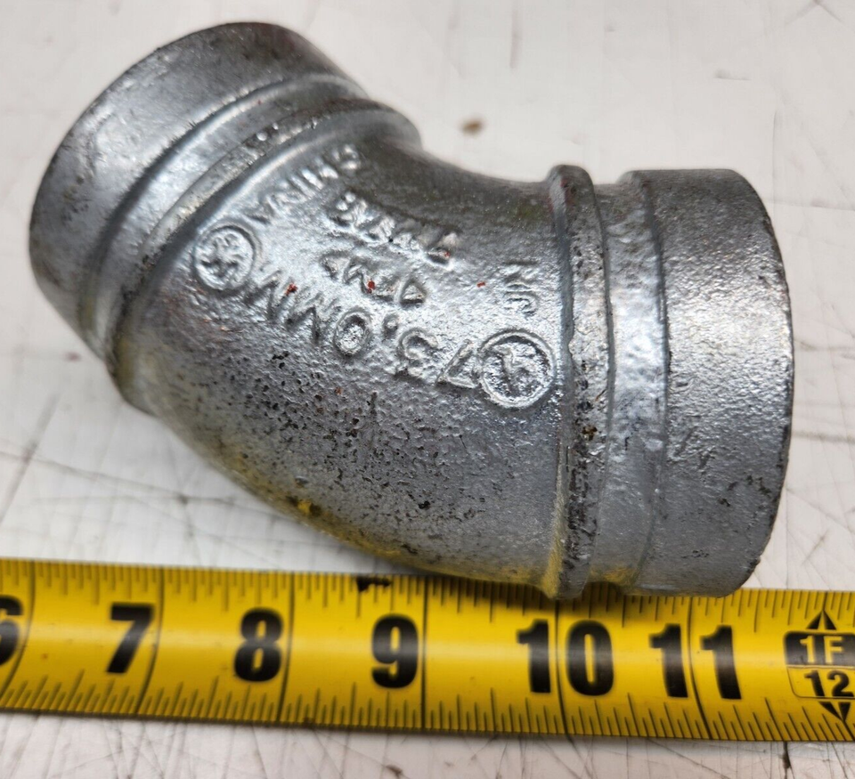 SPF E2G-0250 2-1/2" 45° Grooved Elbow Fire Protection Ductile Iron ...