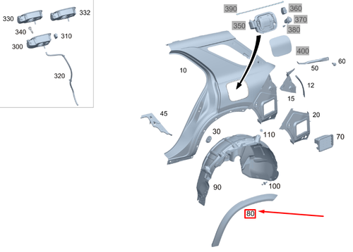 Mercedes-Benz GLE W167 AMG Rear Right Side Wheel Arch Trim A1678800205 ...