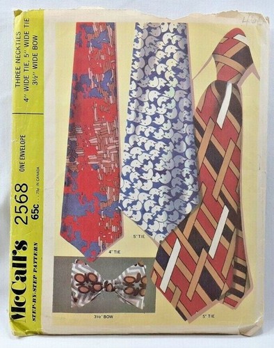 1970 McCalls Sewing Pattern 2568 Mens Neckties Bow Tie Accessories ...