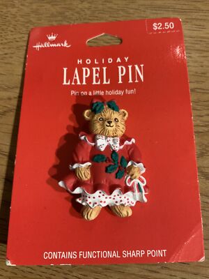 VINTAGE HALLMARK LAPEL PIN BROOCH HOLIDAY Christmas Santa Claus ...
