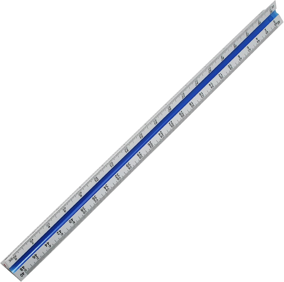 Engineer Scale Ruler 12 Inch, Aluminum Laser-Etched Triangular Drafting ...