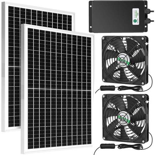 3000 Rpm Dual Fan Kit Solar Powered Ip67 Waterproof Rechargeable With ...
