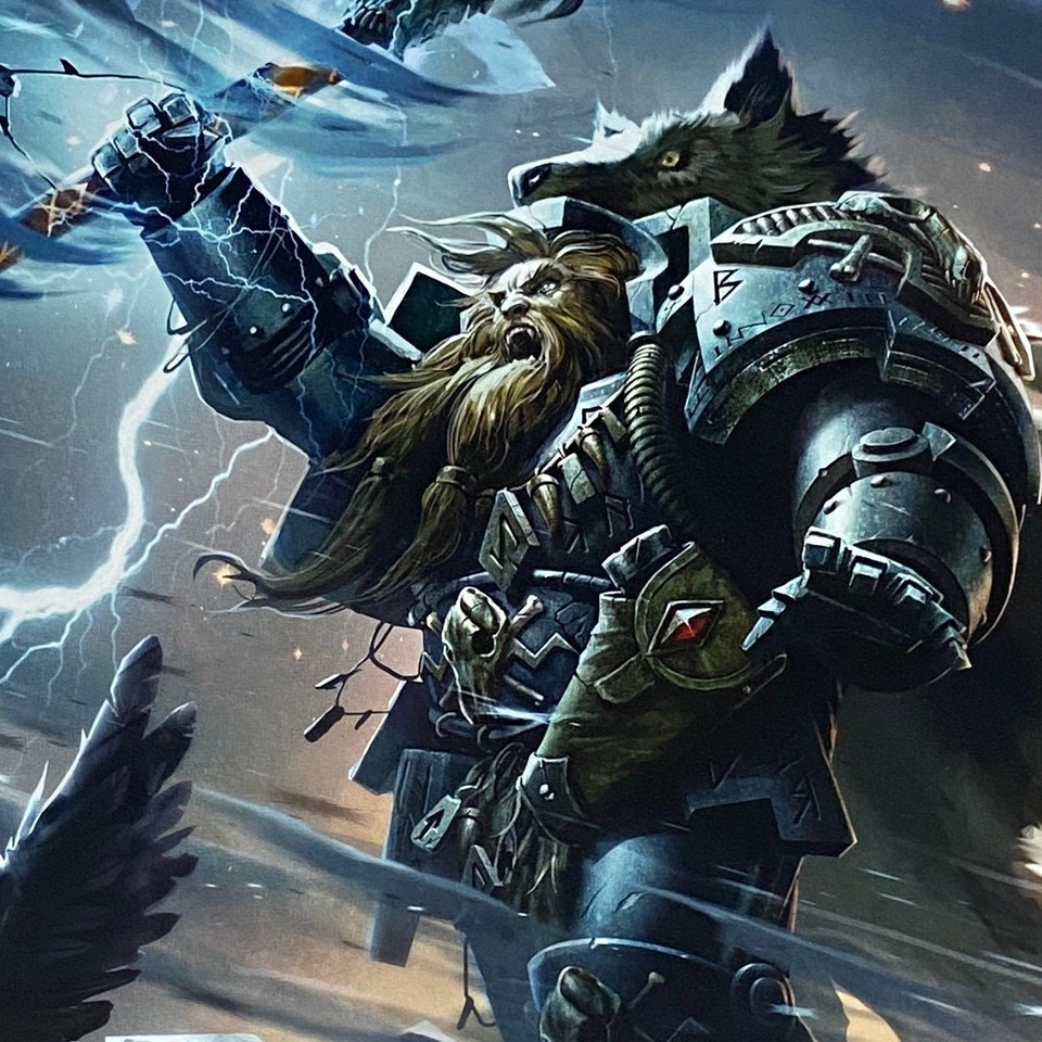 FRAMED NJAL STORMCALLER ART. SPACE WOLVES, SPACE MARINES, WARHAMMER 40K ...