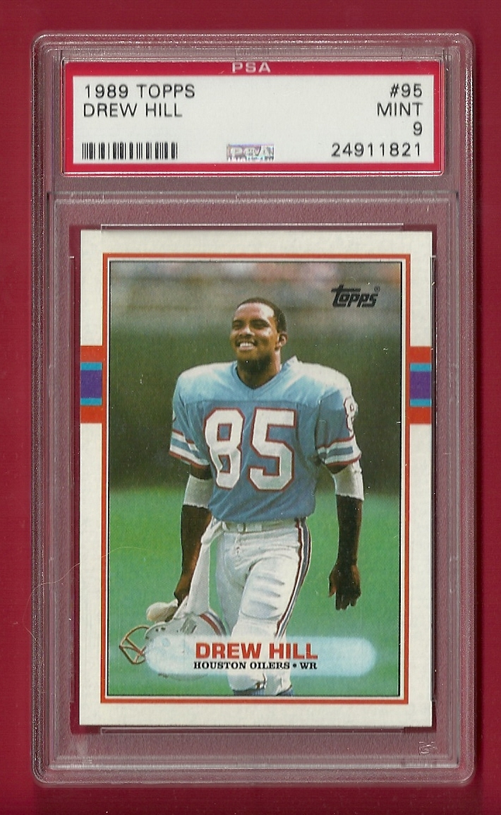 1989 TOPPS #95 DREW HILL PSA 9 MINT POP 4 ONLY 3 HIGHER HOUSTON OILERS ...